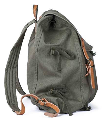 Gootium Canvas Backpack - Vintage Military Rucksack Travel Dayack, Green