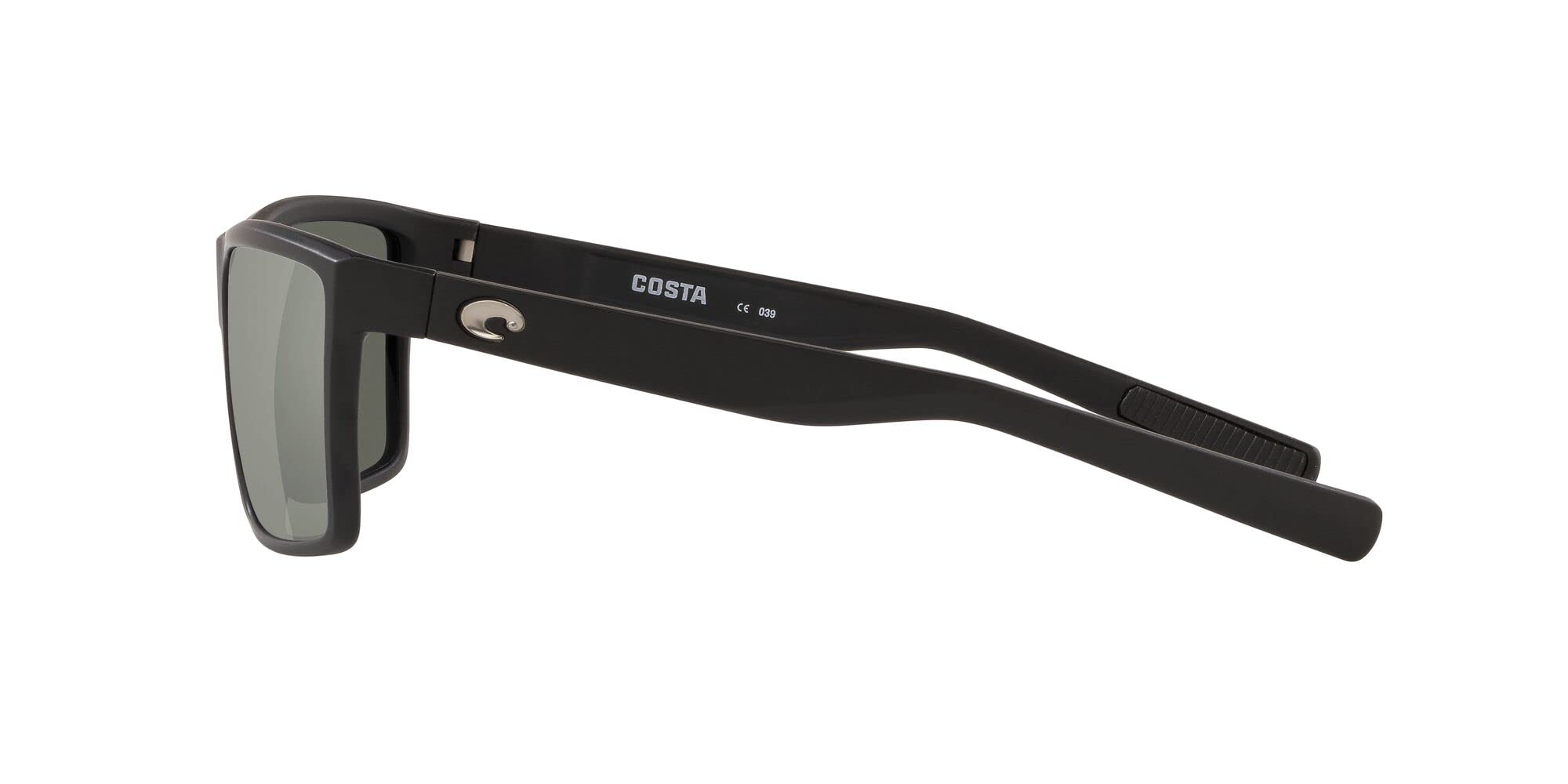 Costa Del Mar Mens Rinconcito Rectangular Sunglasses, Matte Black/Grey Silver Mirrored Polarized-580G, 60 mm