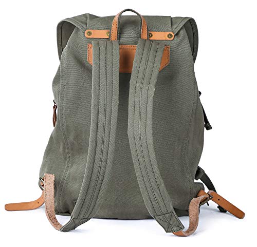 Gootium Canvas Backpack - Vintage Military Rucksack Travel Dayack, Green