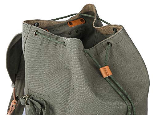 Gootium Canvas Backpack - Vintage Military Rucksack Travel Dayack, Green