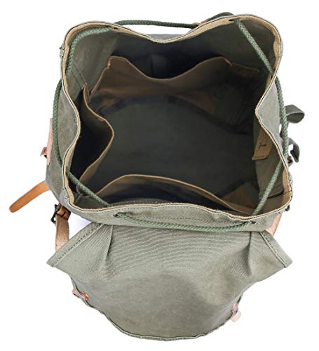 Gootium Canvas Backpack - Vintage Military Rucksack Travel Dayack, Green