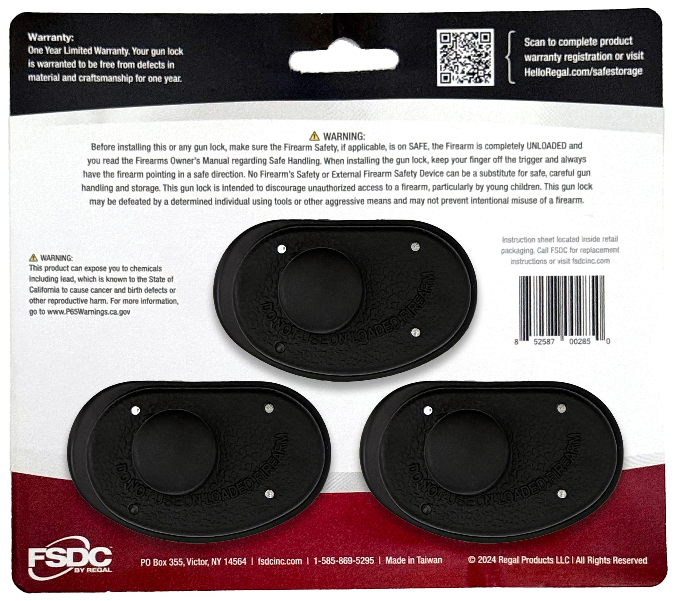 FSDC (Firearm Safety Devices) – FSDC-TL3095RKA California DOJ-Approved Keyed Alike Trigger Gun Lock 3-Pack with 6 Keys – Composite-Body Construction and Pick-Resistant Locks