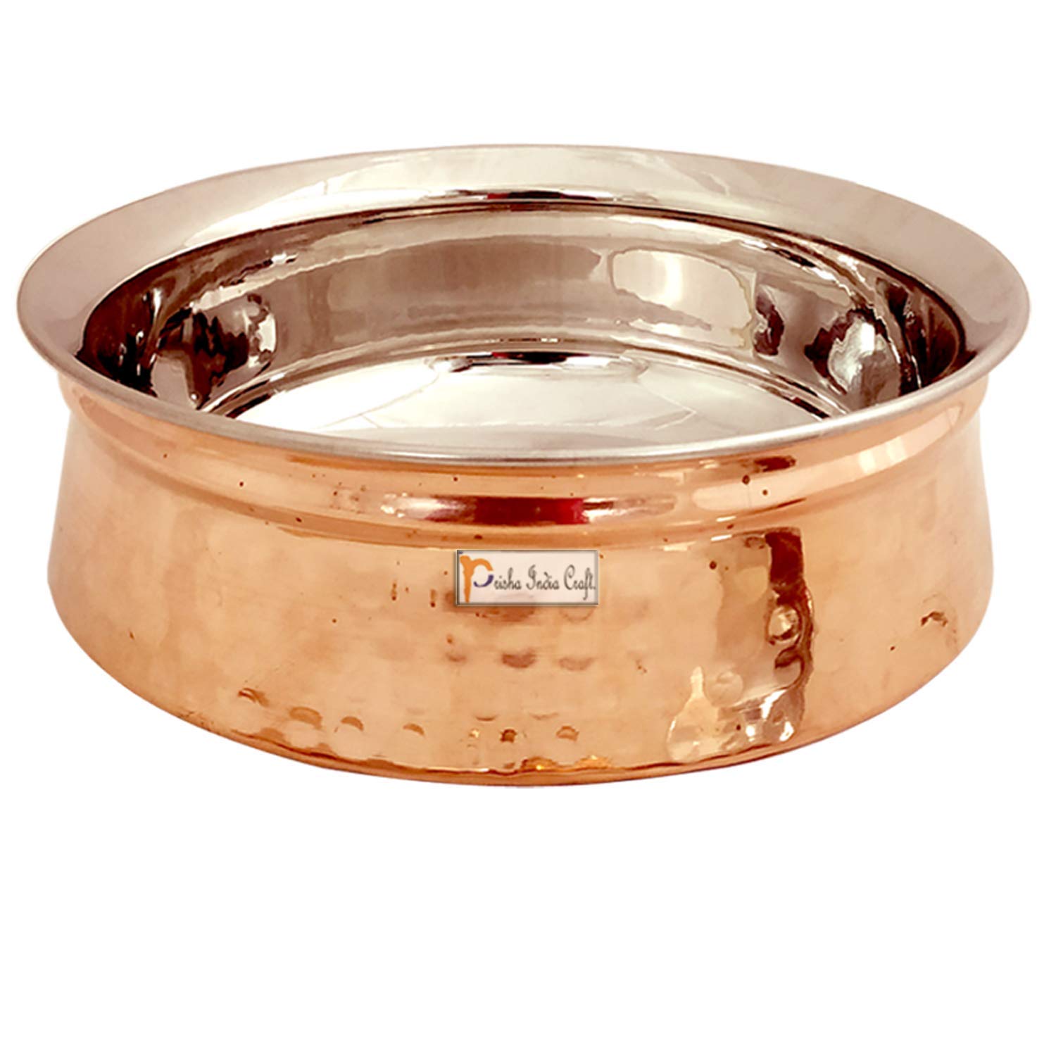 Prisha India Craft Stainless Steel Copper Handi Bowl for Serving Dishes, Serveware & Tableware | Capacity 300 ML, 1 No | Set of 2