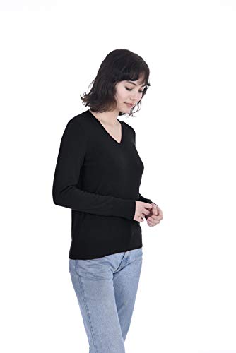 Cashmeren Women’s Basic V-Neck Sweater 100% Pure Cashmere Long Sleeve Classic Pullover (Black, XX-Large)