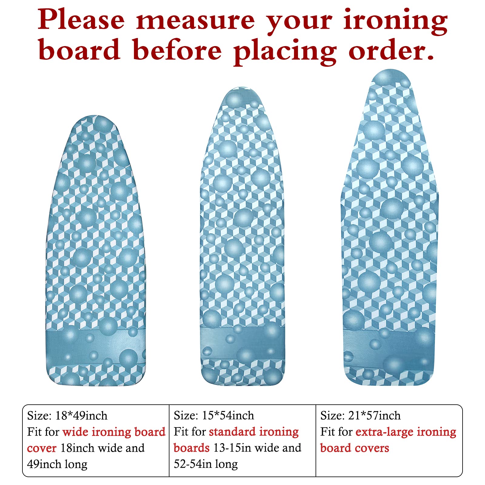 Extra-Wide Ironing Board Cover and Pad Replacement with Scorch and Stain Resistant Thick Padding and Elasticized Edge 18" x 49" Ironing Board Covers 4 Fasteners and 1 Protective Scorch Mesh Cloth