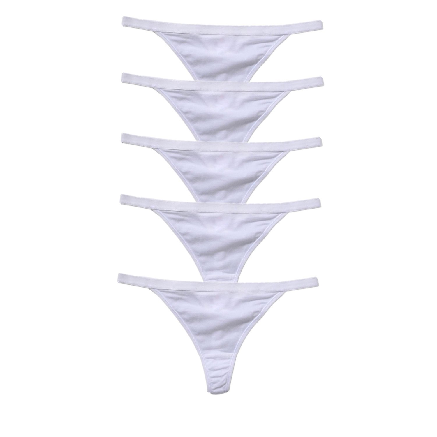 Zofirao 5 Pack Women's Black White Red Panties Cotton Spandex Thongs Underwear G-strings (M, White)