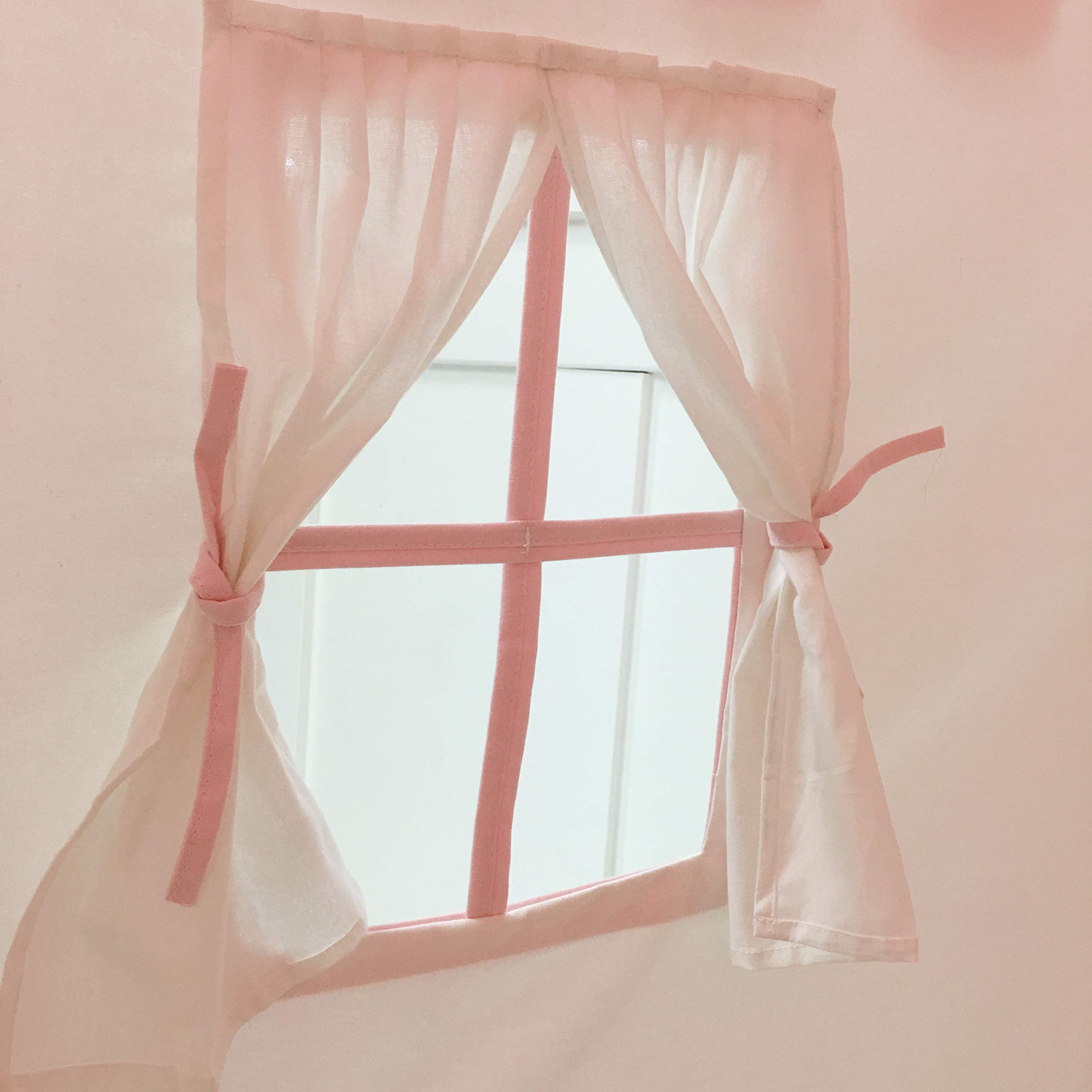 Kids Pink and White Playhouse | Indoor Play Tent | Cotton Canvas | Premium Quality (57" Wide x 36" deep x 57" Tall) (Pink) | by Domestic Objects