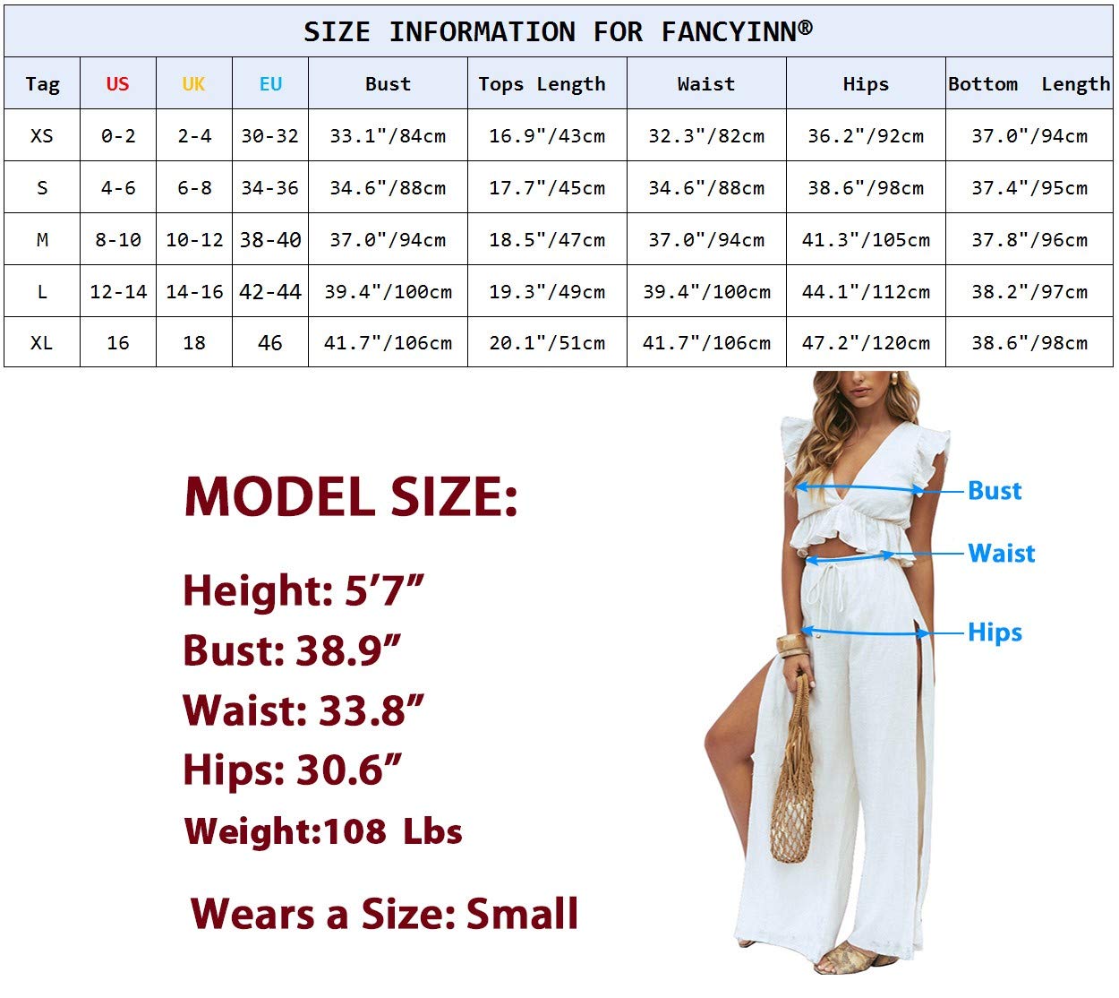 FANCYINN 2 Pieces Black Beach Jumpsuits Outfits for Women Deep V Neck Crop Top Side Slit Drawstring Wide Leg Pants Set Halloween Black Witch M