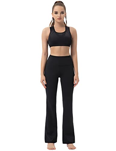 BUBBLELIME 29"/31"/33"/35"/37" 4 Styles Women's High Waist Bootcut Yoga Pants - Basic Nylon_Black M-29 Inseam