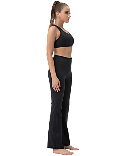 BUBBLELIME 29"/31"/33"/35"/37" 4 Styles Women's High Waist Bootcut Yoga Pants - Basic Nylon_Black M-29 Inseam
