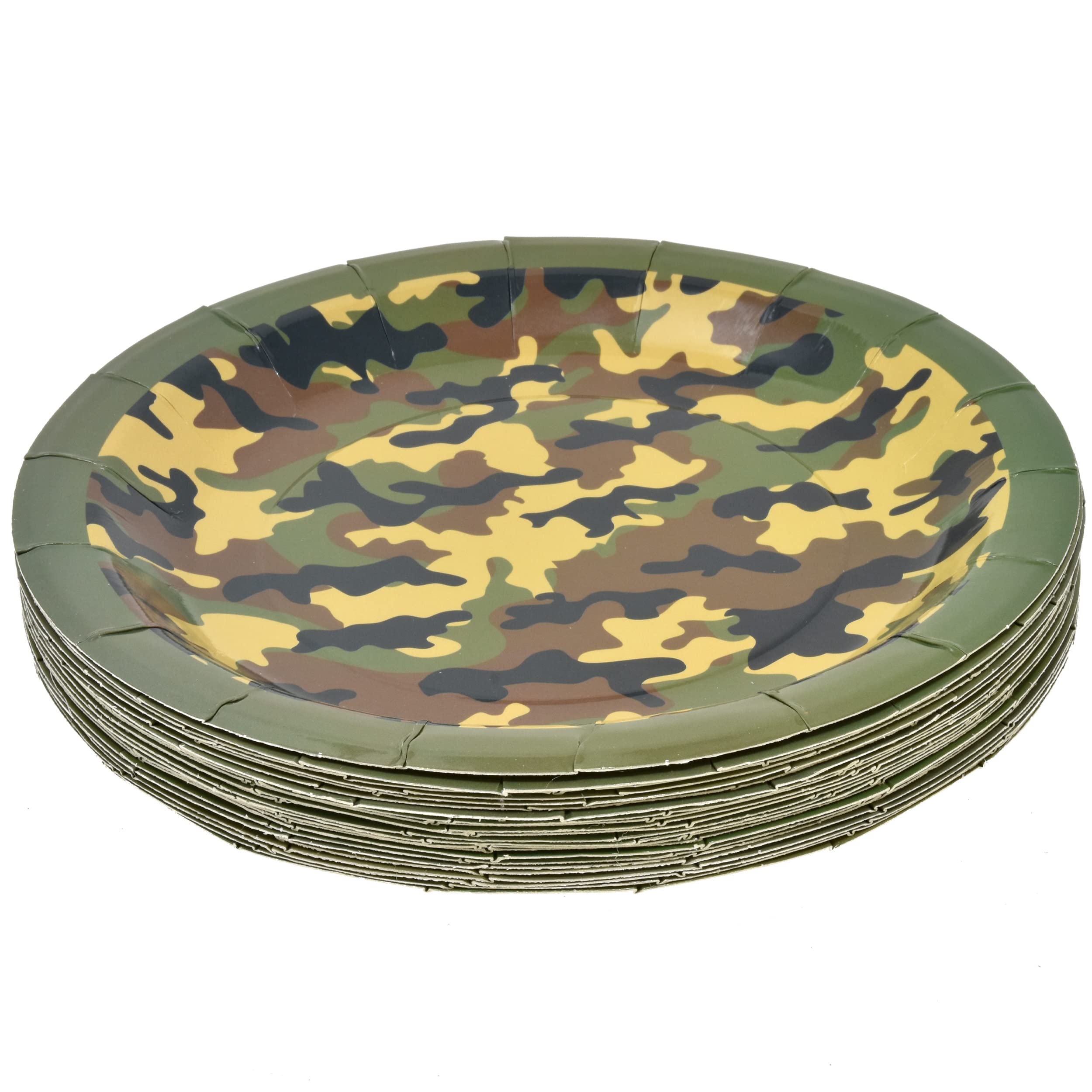 Gift Boutique 122 Pcs Camouflage Party Supplies Set Paper Plate Cup Napkin for Camo Hunting Army Military War Birthday Disposable Dinnerware Serves 24