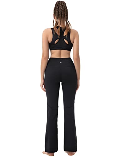 BUBBLELIME 29"/31"/33"/35"/37" 4 Styles Women's High Waist Bootcut Yoga Pants - Basic Nylon_Black M-29 Inseam