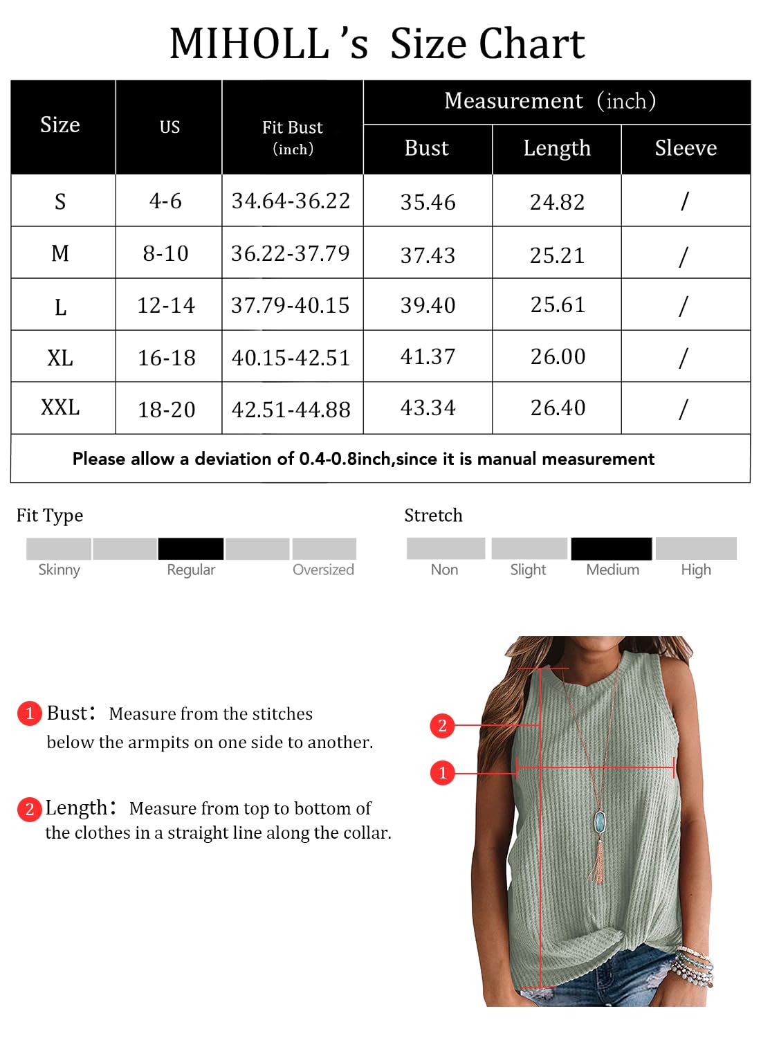 MIHOLL Womens Casual Tops Sleeveless Cute Twist Knot Waffle Knit Shirts Tank Tops (Medium, Light Green)