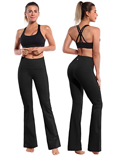 BUBBLELIME 29"/31"/33"/35"/37" 4 Styles Women's High Waist Bootcut Yoga Pants - Basic Nylon_Black M-29 Inseam