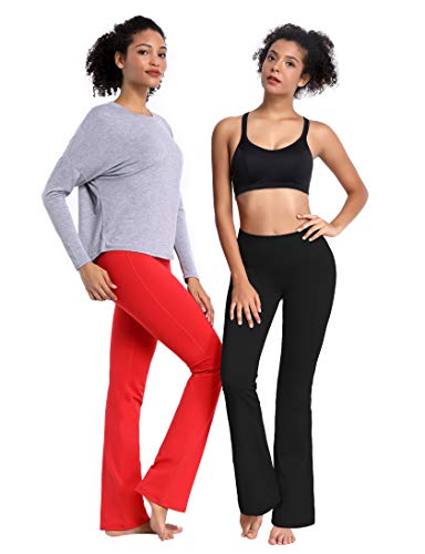 BUBBLELIME 29"/31"/33"/35"/37" 4 Styles Women's High Waist Bootcut Yoga Pants - Basic Nylon_Black M-29 Inseam