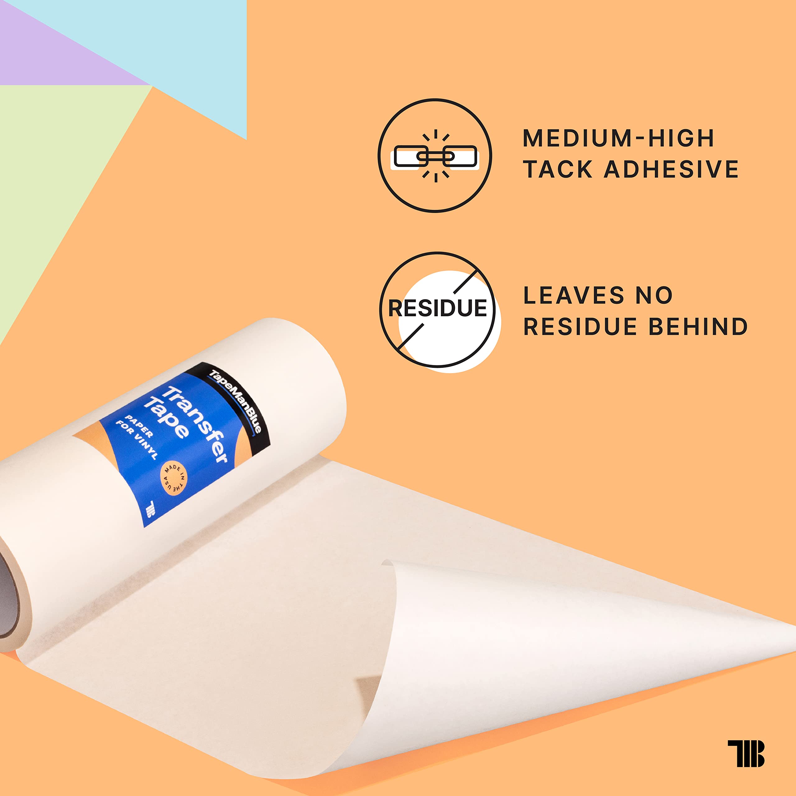 24 inch x 100 Yard Roll of Vinyl Transfer Tape Paper with Layflat Adhesive. Premium-Grade Application Tape for Vinyl Graphics and Sign Making. Made in The USA