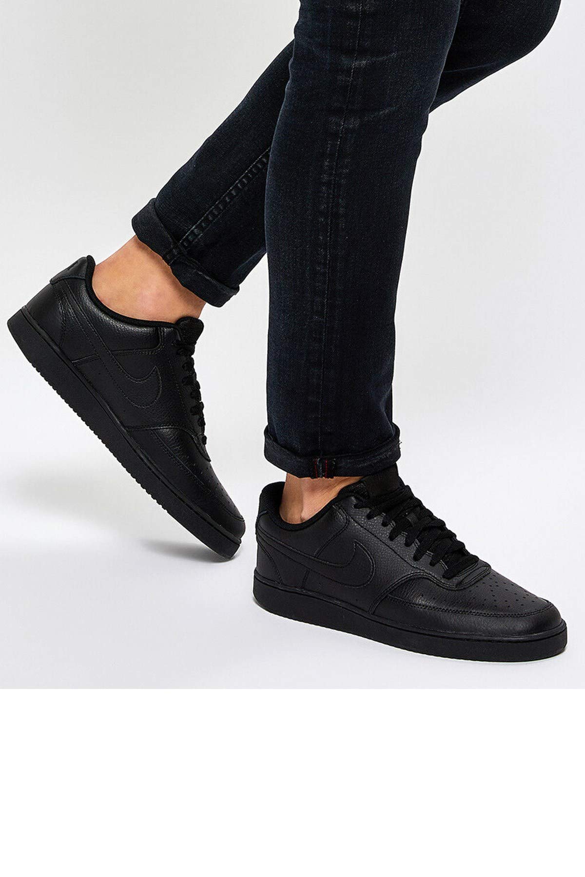 Nike Men's Court Vision Low Sneaker, Black/Black-Black, 10 Regular US