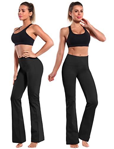 BUBBLELIME 29"/31"/33"/35"/37" 4 Styles Women's High Waist Bootcut Yoga Pants - Basic Nylon_Black M-29 Inseam