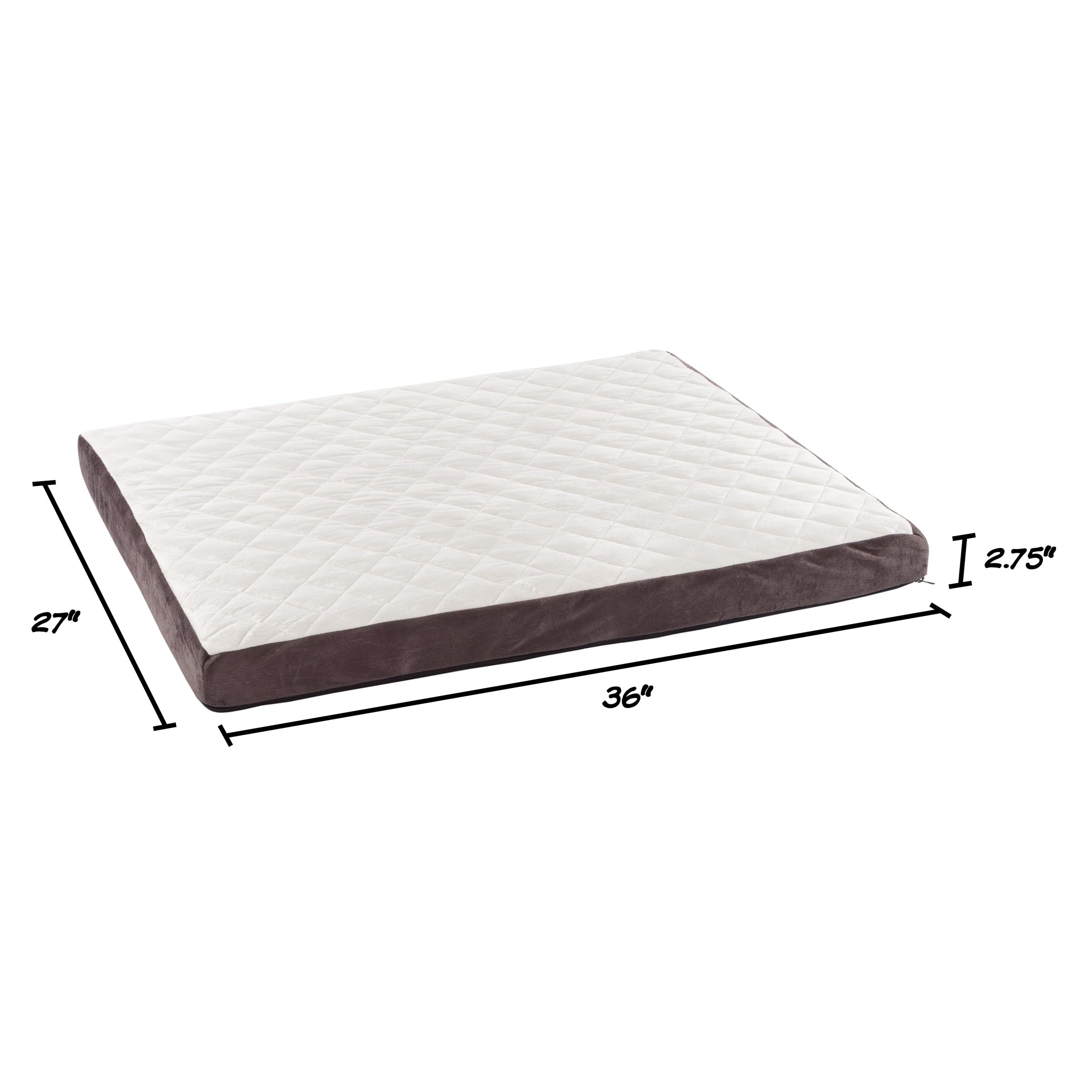 Dog Bed - Charcoal Infused Foam Pet Bed with Plush Cover - Egg-Crate Style Floor Mat with Nonslip Base for Dogs up to 65lbs by PETMAKER (Brown)