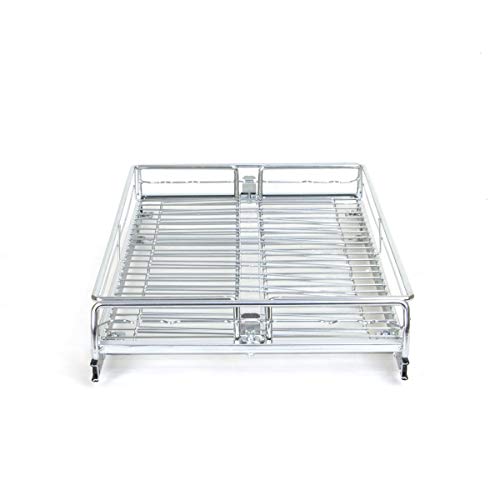 Origami Chrome One Tier 13" W x 21" D x 4”H, Slide Kitchen Adjustable Cabinet Organizer, Large, Silver