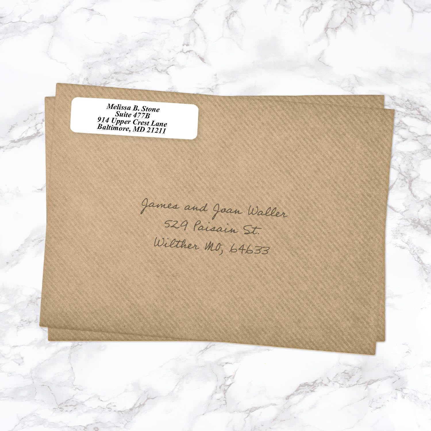 White Personalized Return Address Labels with Elegant Dispenser - Roll of 500 Custom Stickers