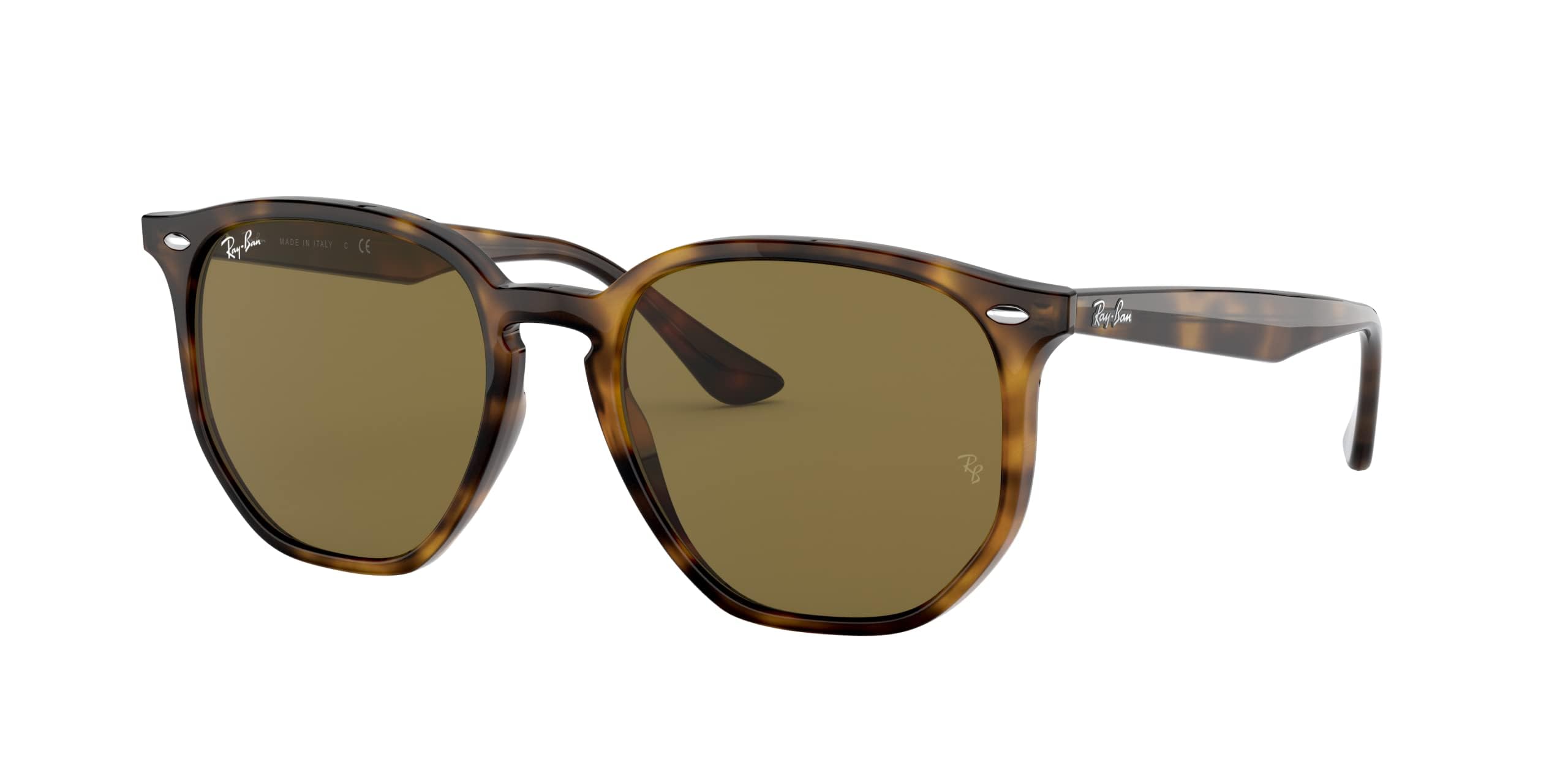 Ray-Ban RB4306 Hexagonal Sunglasses, Light Havana/Dark Brown, 54 mm