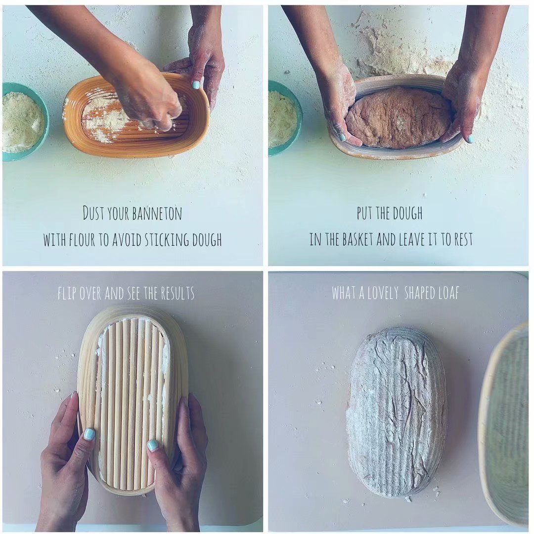 10 Inch Round Banneton Bread Proofing Basket 2 pcs Natural Rattan Cane Brotform Handmade& Linen Liner Cloth