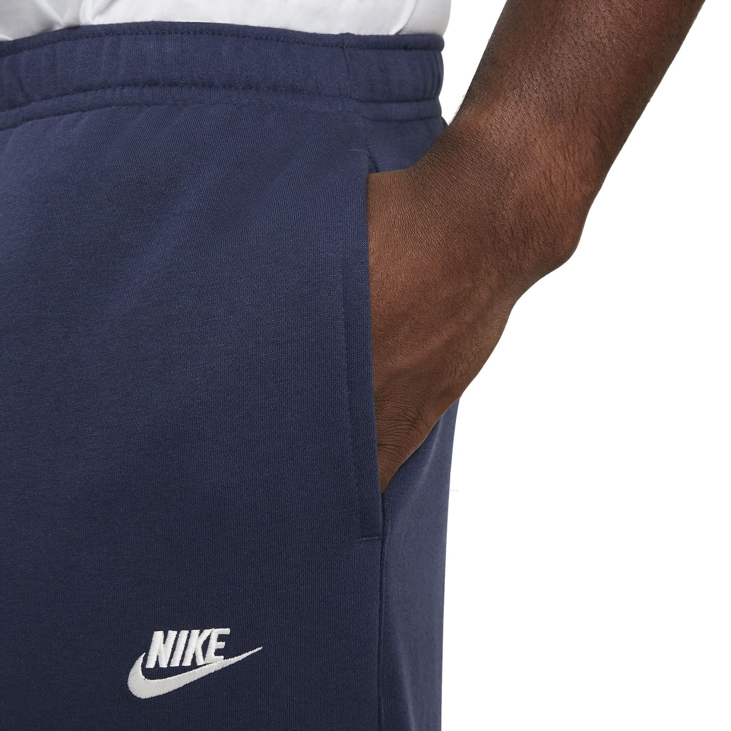Nike Men's NSW Club Pant Open Hem, Midnight Navy/Midnight Navy/White, Medium