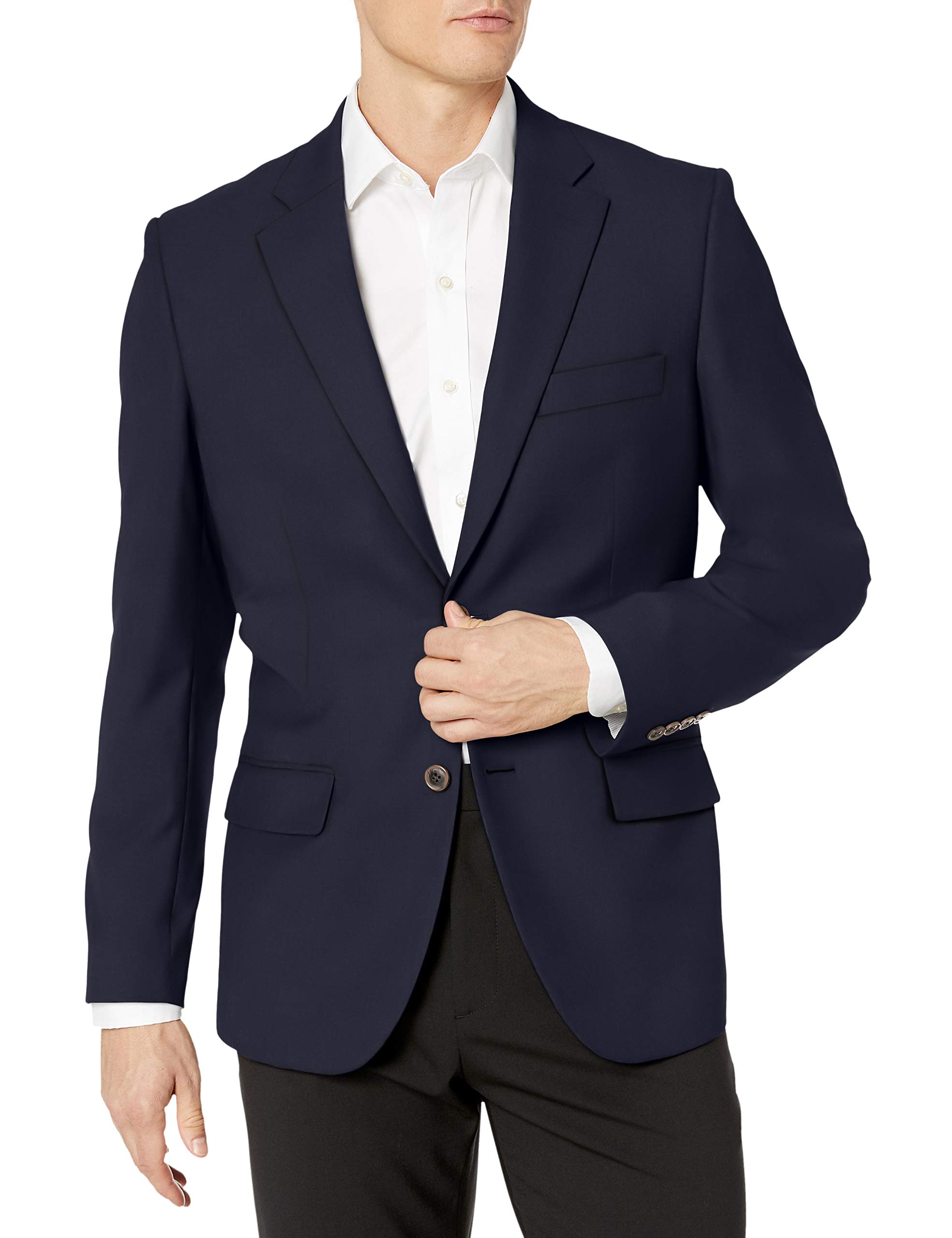 Amazon Essentials Men's Long-Sleeve Classic-fit Button-Front Stretch Blazer, Navy, 46