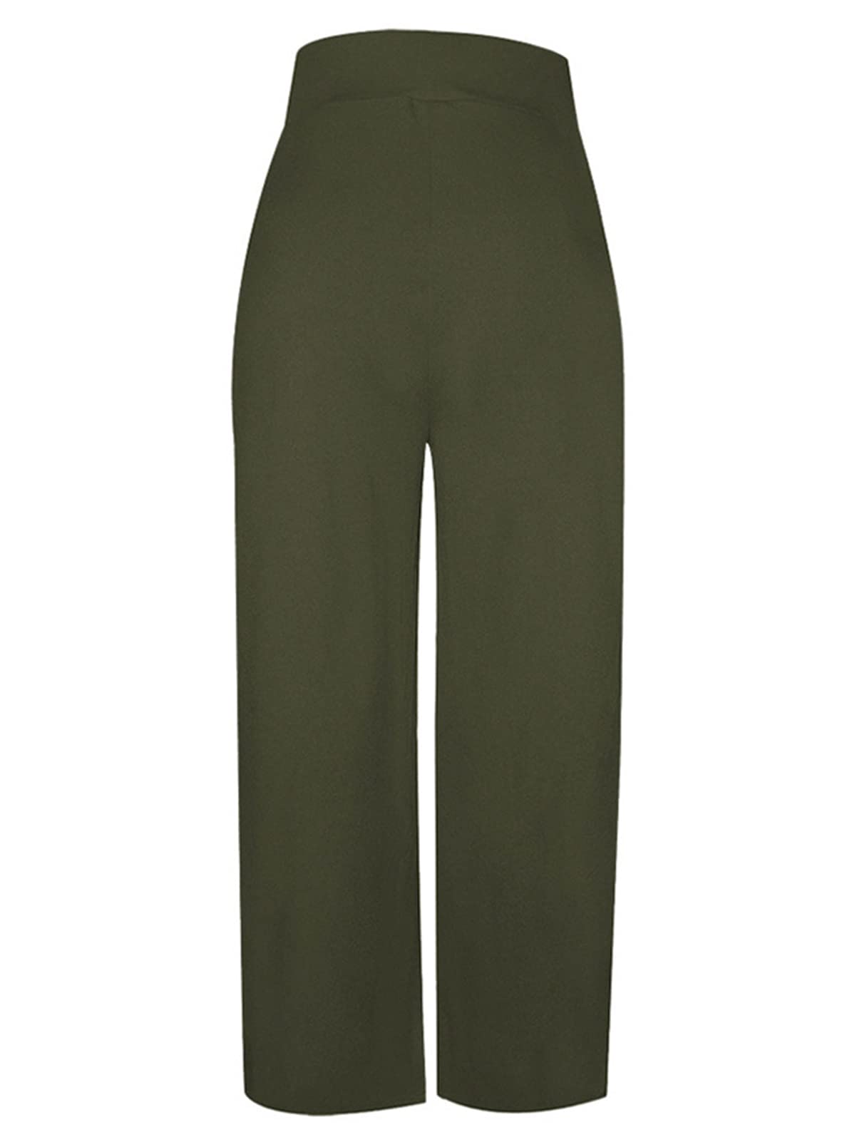 Famnbro High Waisted Pants for Women Maxi Length Loose Wide Leg Trousers Palazzo Pants Green