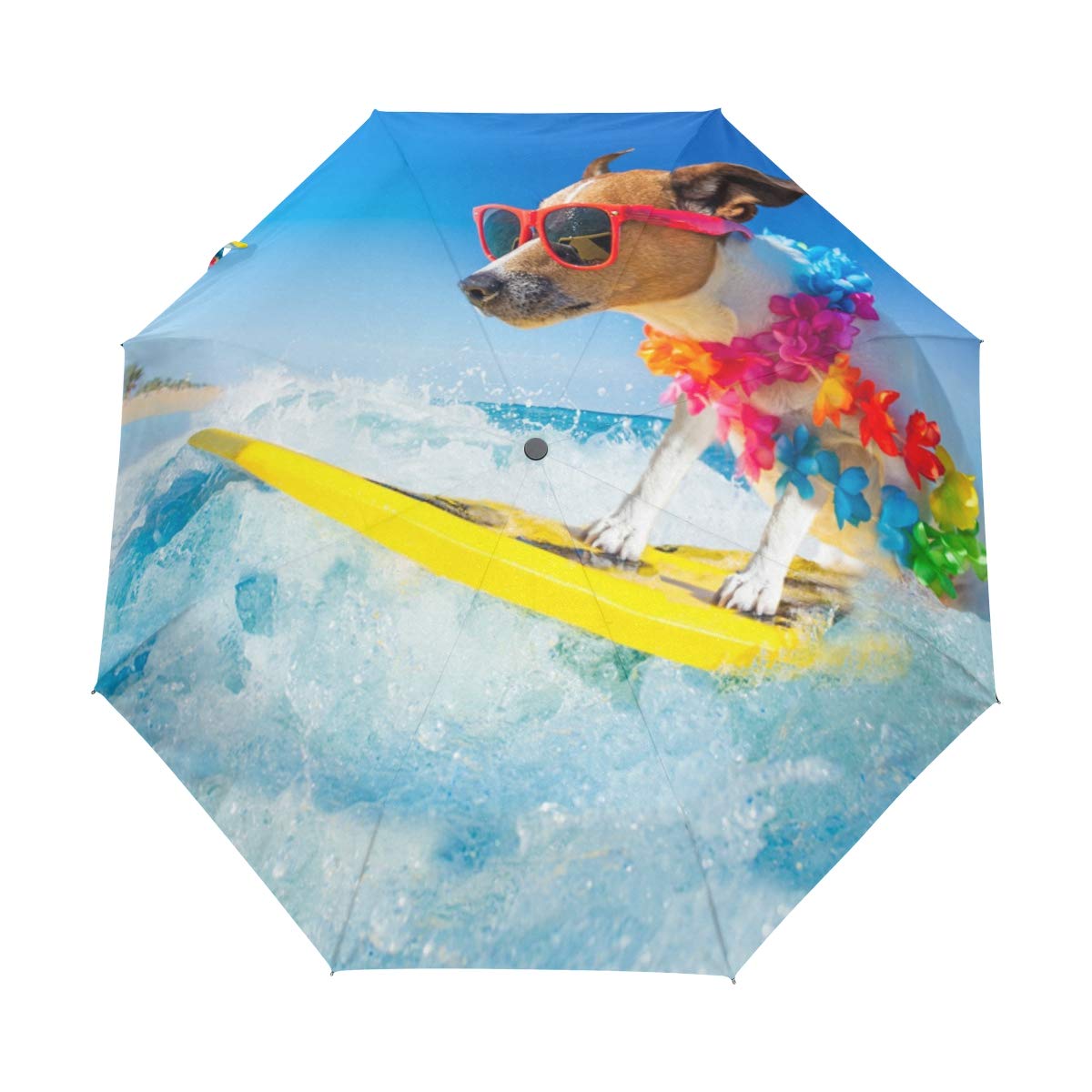 My Daily Surfing Jack Russell Dog Travel Umbrella Auto Open/Close Lightweight Compact Windproof