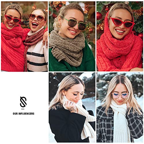 SOJOS Lightweight Ultra Soft Chenille Ribbed Thick Scarf Knit Shawl for Women for Fall Winter Shawl Wrap SC326 with Black