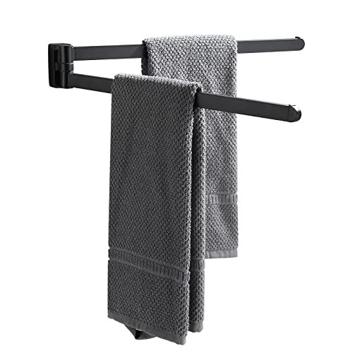 BGL Swivel Towel Rack Black Swivel Towel bar Movable Double Towel Rails Matt Rubber Black Bathroom Accessories