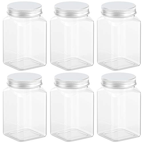 24 Ounce Clear Plastic Jars Storage Containers With Lids For Kitchen & Household Storage Airtight Container 6 PCS