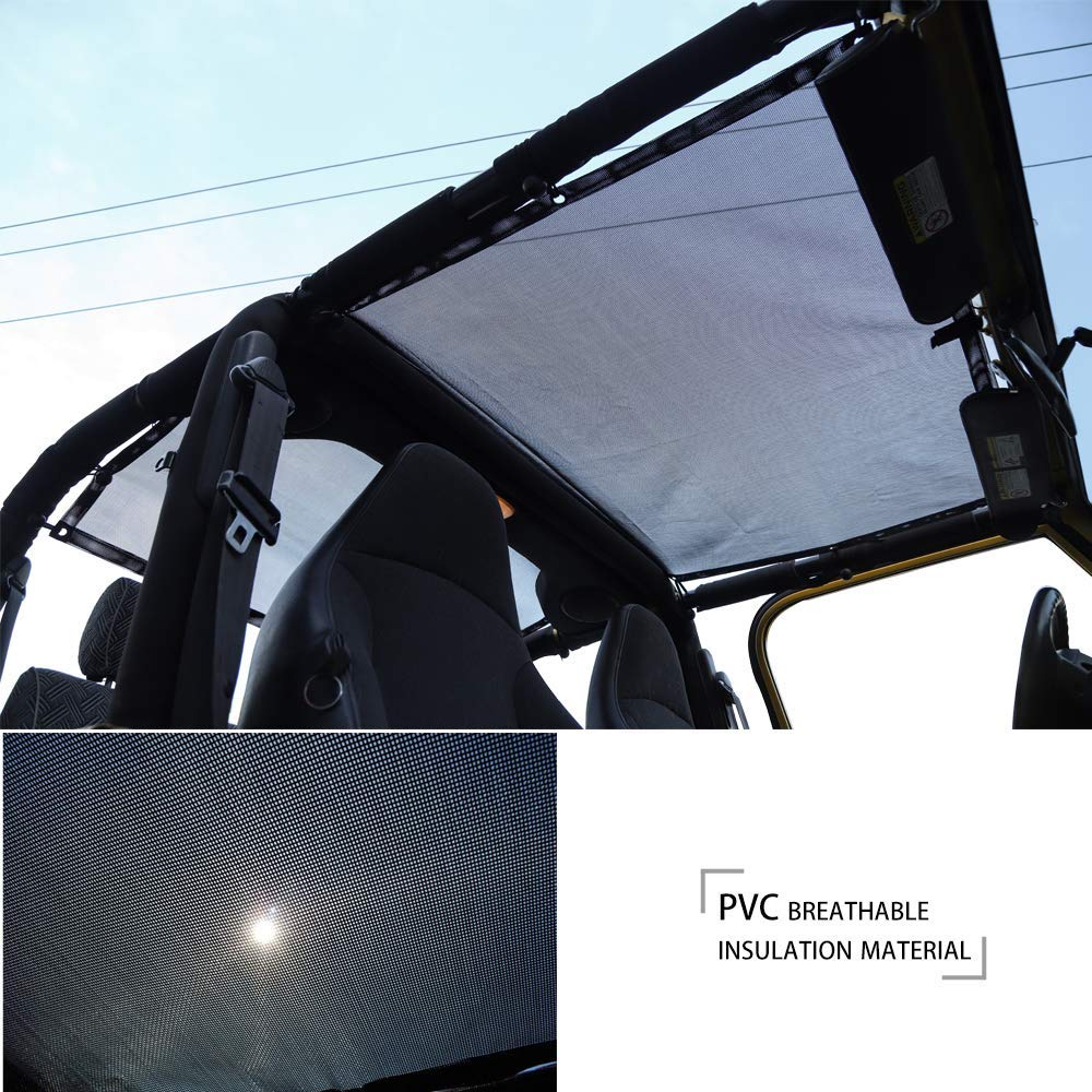 Voodonala Top Roof Mesh Sunshade Cover for Jeep TJ UV Sun Shade Protection for Jeep Wrangler TJ 1996-2006