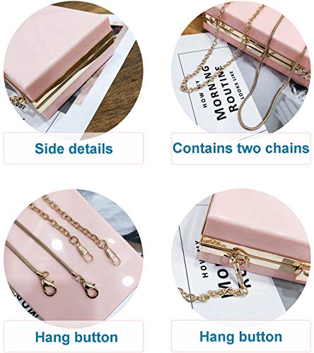 L-COOL Cute Acrylic Shoulder Bag Crossbody Bag Evening Clutch Purse Handbag With 2 Gold Chain For Women (Pink)