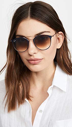 Ray-Ban RB3546 Round Sunglasses, Dark Blue On Copper/Clear Gradient Brown, 52 mm