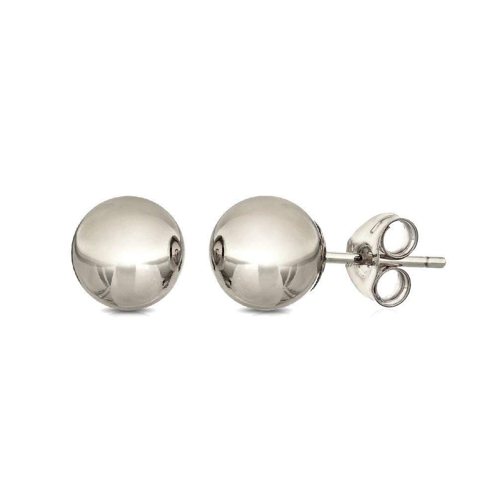 Pori Jewelers Premium 14K White Gold 5MM Ball Stud Earrings - Butterfly Backings