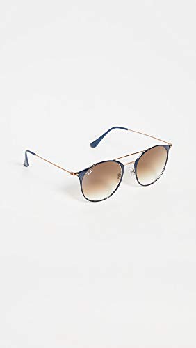 Ray-Ban RB3546 Round Sunglasses, Dark Blue On Copper/Clear Gradient Brown, 52 mm