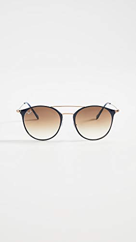 Ray-Ban RB3546 Round Sunglasses, Dark Blue On Copper/Clear Gradient Brown, 52 mm