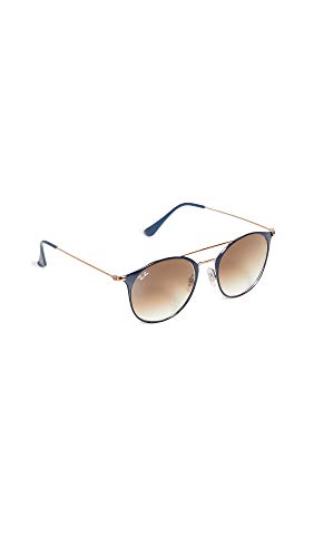 Ray-Ban RB3546 Round Sunglasses, Dark Blue On Copper/Clear Gradient Brown, 52 mm