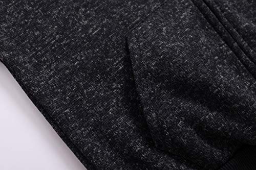 Monvecle Little to Big Boys' Fleece Long Sleeve Full Zip Hoodie Tracksuit Top + Sweatpant Jogger 2pcs Sets Black 7-8