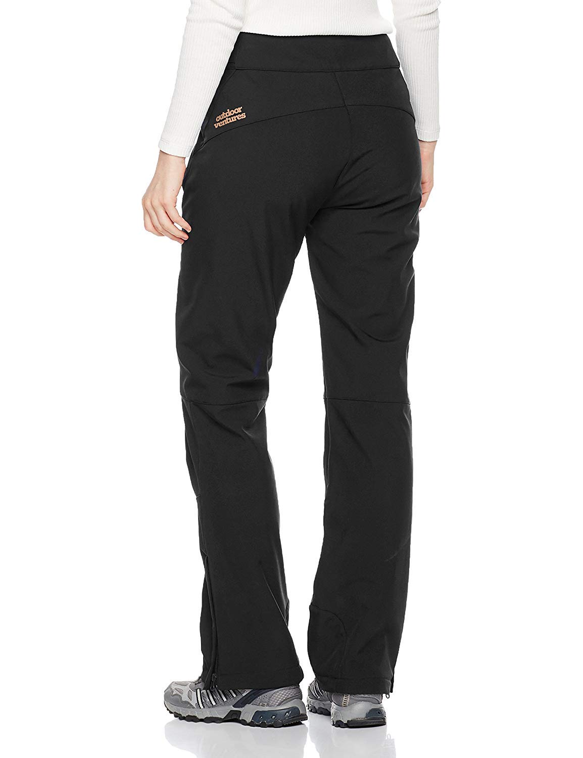 Outdoor Ventures Women's Sleek Waterproof Softshell Fleece Lined Ski Snow Insulated High Rise Hiking Pants with Bottom Zipper