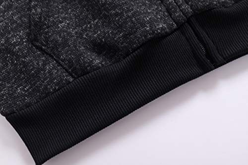 Monvecle Little to Big Boys' Fleece Long Sleeve Full Zip Hoodie Tracksuit Top + Sweatpant Jogger 2pcs Sets Black 7-8