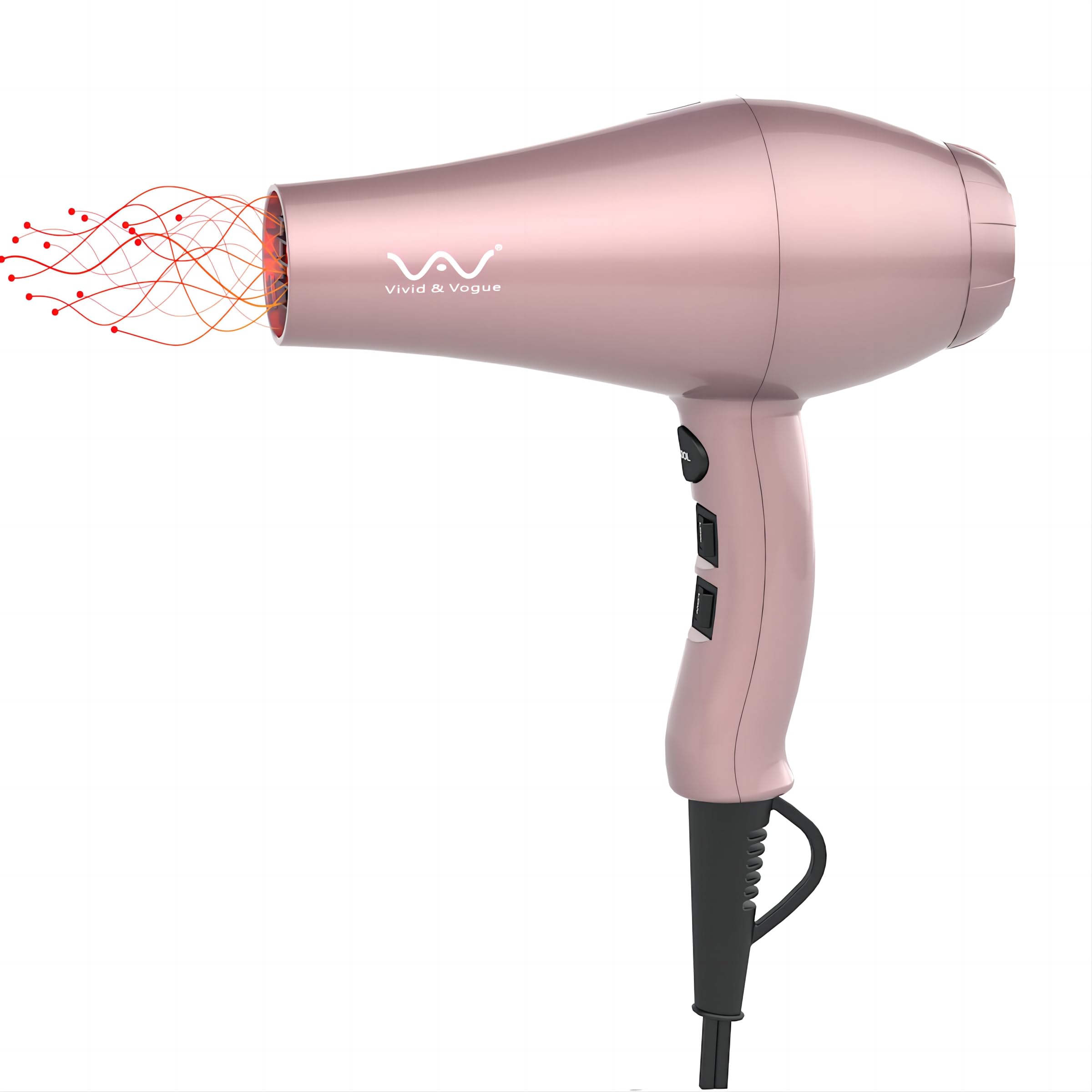 1875W Powerful Negative Ions Hair Dryer Ceramic Professional Far Infrared Blow Dryer 2 Speeds 3 Heating Settings With Diffuser Concentrator & Comb