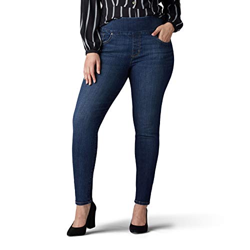 Lee Women's Plus Size Sculpting Slim Fit Skinny Leg Pull on Jean, Landslide, 18W Petite