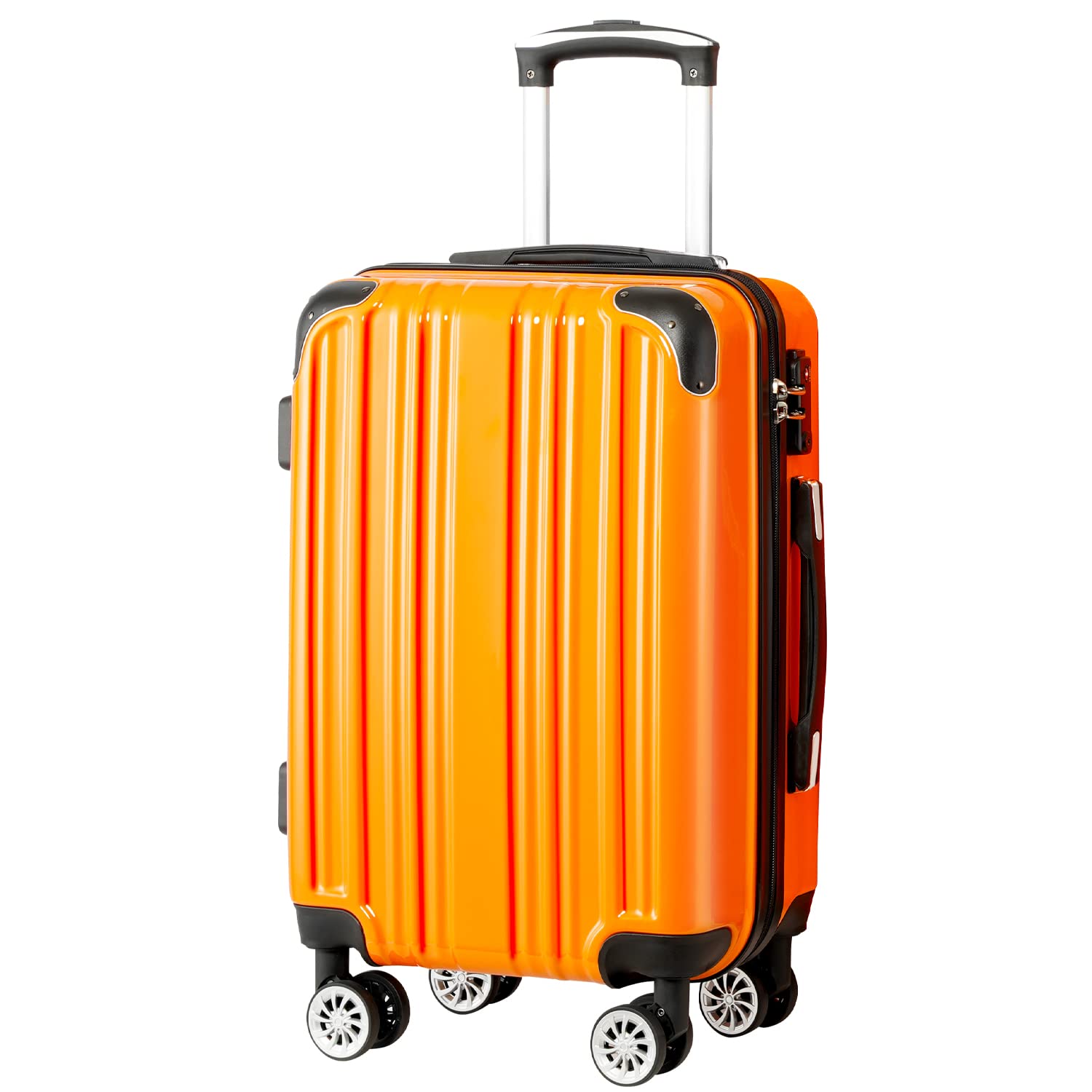 Coolife Luggage Expandable(only 28") Suitcase PC+ABS Spinner 20in 24in 28in Carry on (orange new, S(20in)_carry on)