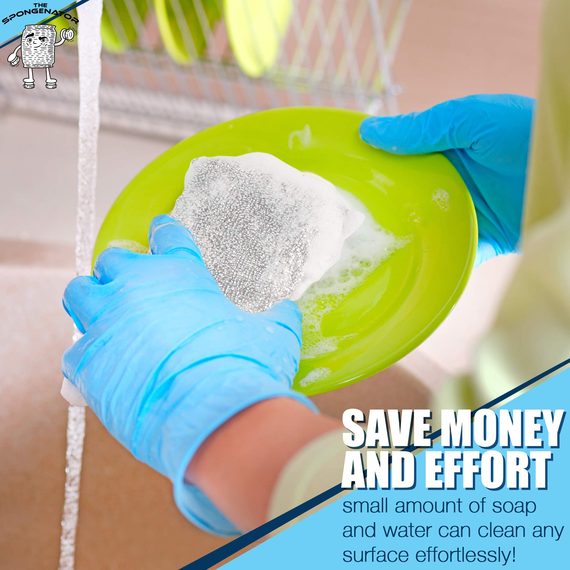 SPONGENATOR Kitchen Scrubbing Sponges - Heavy Duty Non-Scratch Scrubbing Cleaner Sponges in 1 Color - Multi-Surface Non-Metal Dish Scouring Scrubbers for Fast Cleaning. (12 Pack)