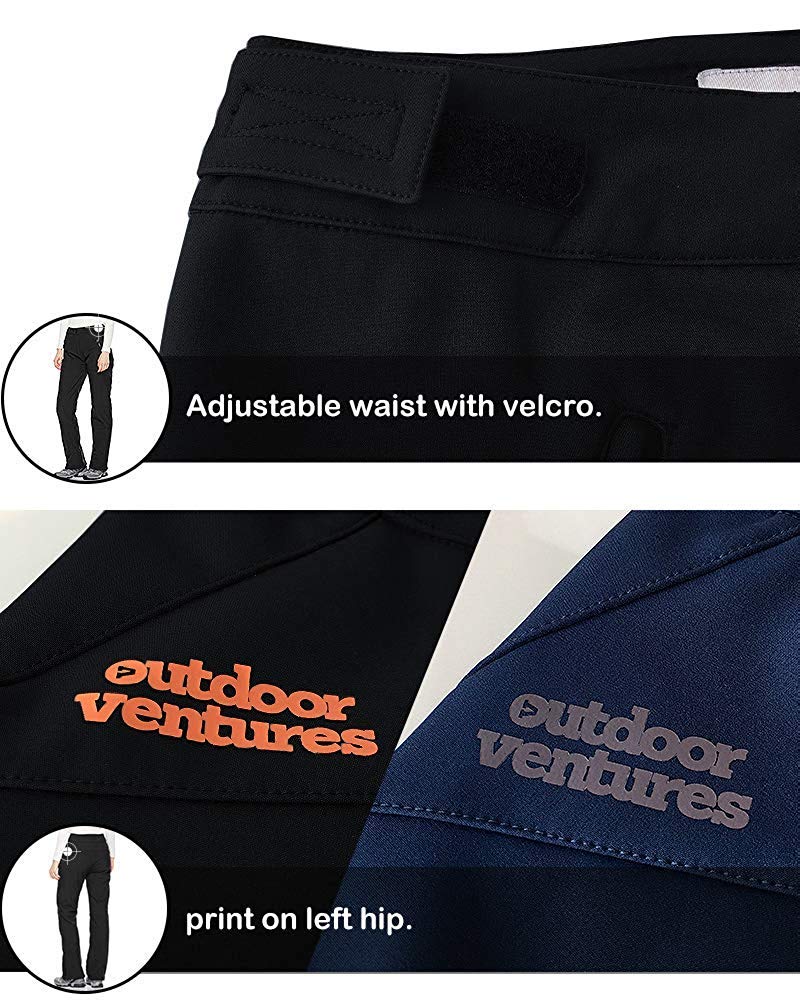 Outdoor Ventures Women's Sleek Waterproof Softshell Fleece Lined Ski Snow Insulated High Rise Hiking Pants with Bottom Zipper