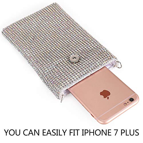 Evening Handbags Clutch Purses for Women Crystal Rhinestone Small Crossbody Bag Cell Phone Purse Wallet in ABcolour